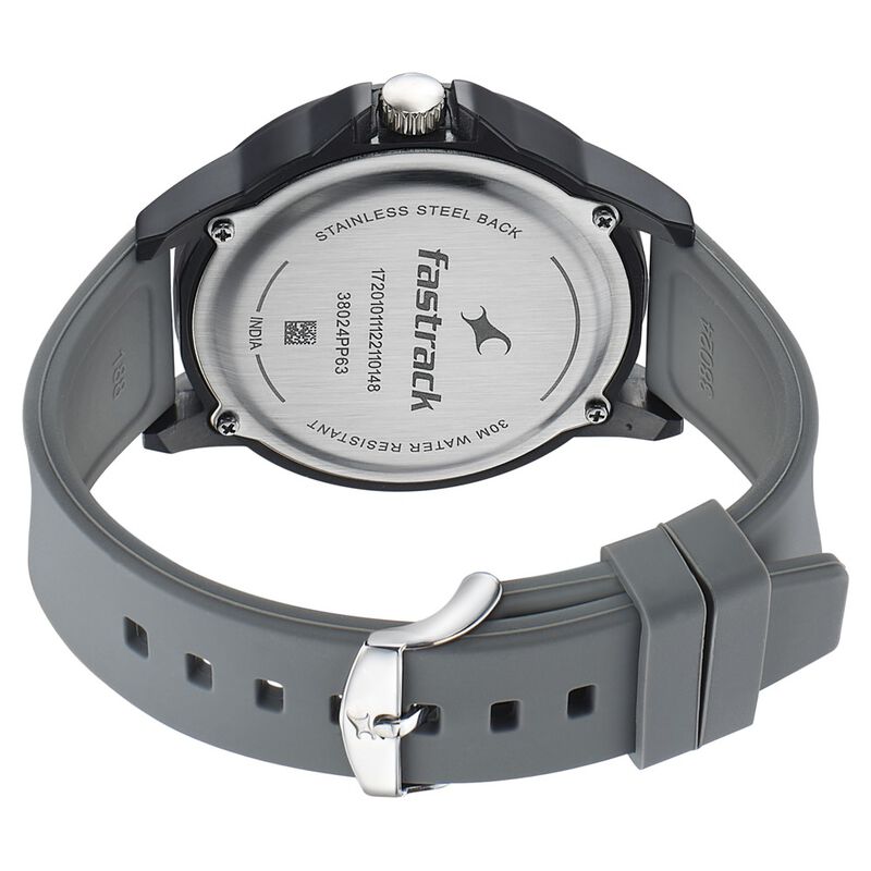 Fastrack Tees Quartz Analog Grey Dial Silicone Strap Unisex Watch