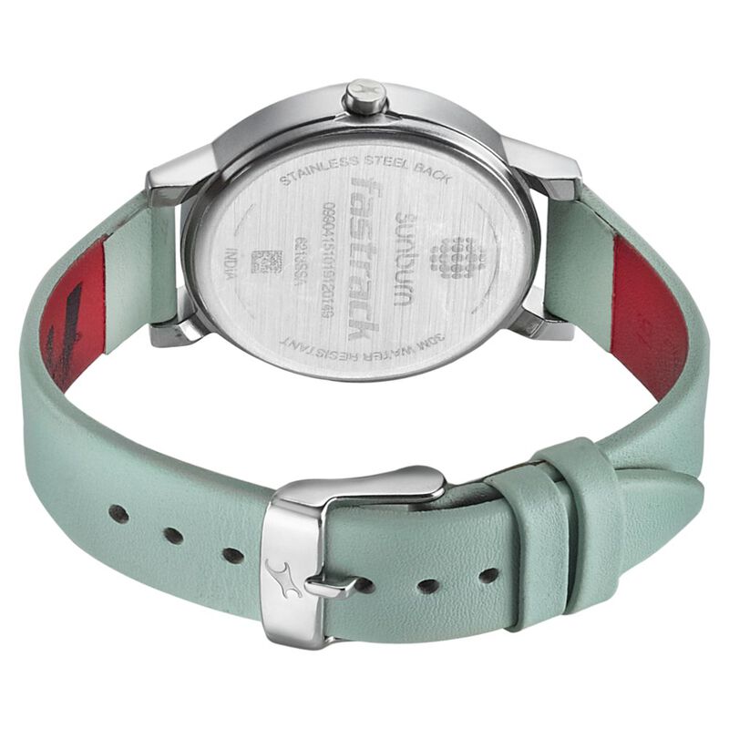 Fastrack Sunburn Quartz Analog Green Dial Leather Strap Watch for Girls