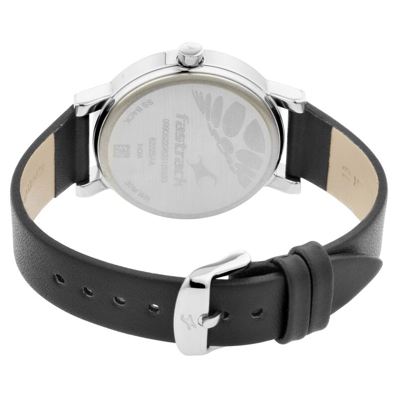 Fastrack Bare Basics Quartz Analog Silver Dial Leather Strap Watch for ...