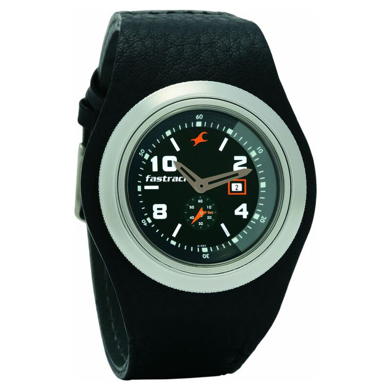 Buy Online Fastrack Quartz Analog Black Dial Leather Strap Watch for ...