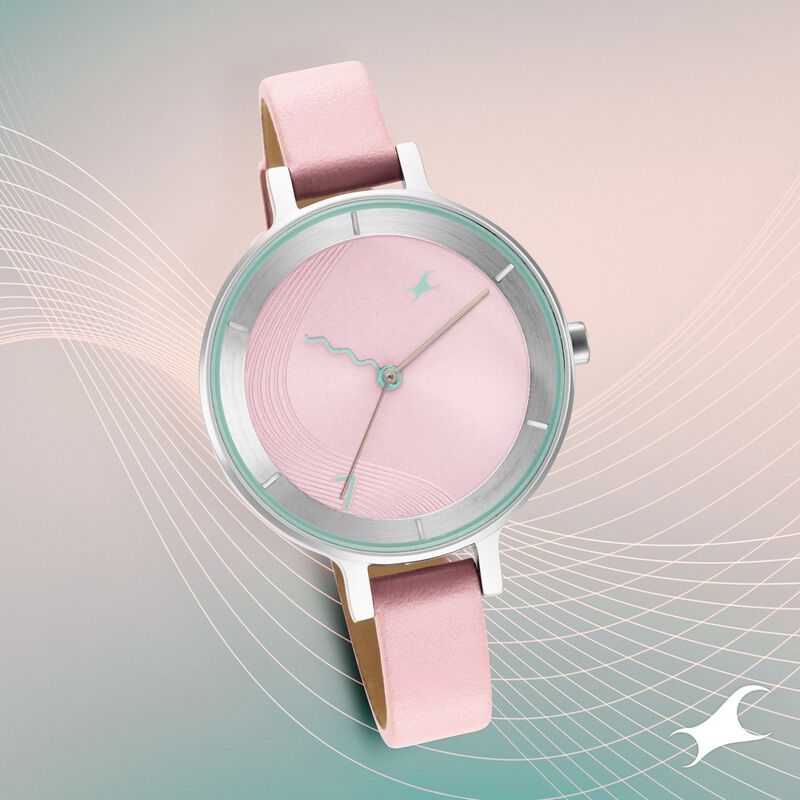 Buy Online Fastrack Stunners Quartz Analog Pink Dial Leather Strap ...