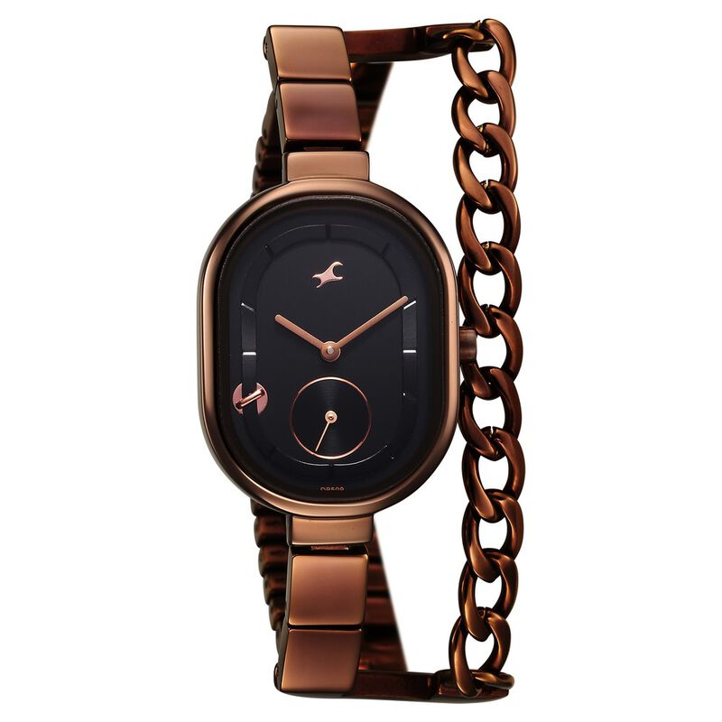 Fastrack Maximinimal Quartz Analog Black Dial Stainless Steel Strap ...
