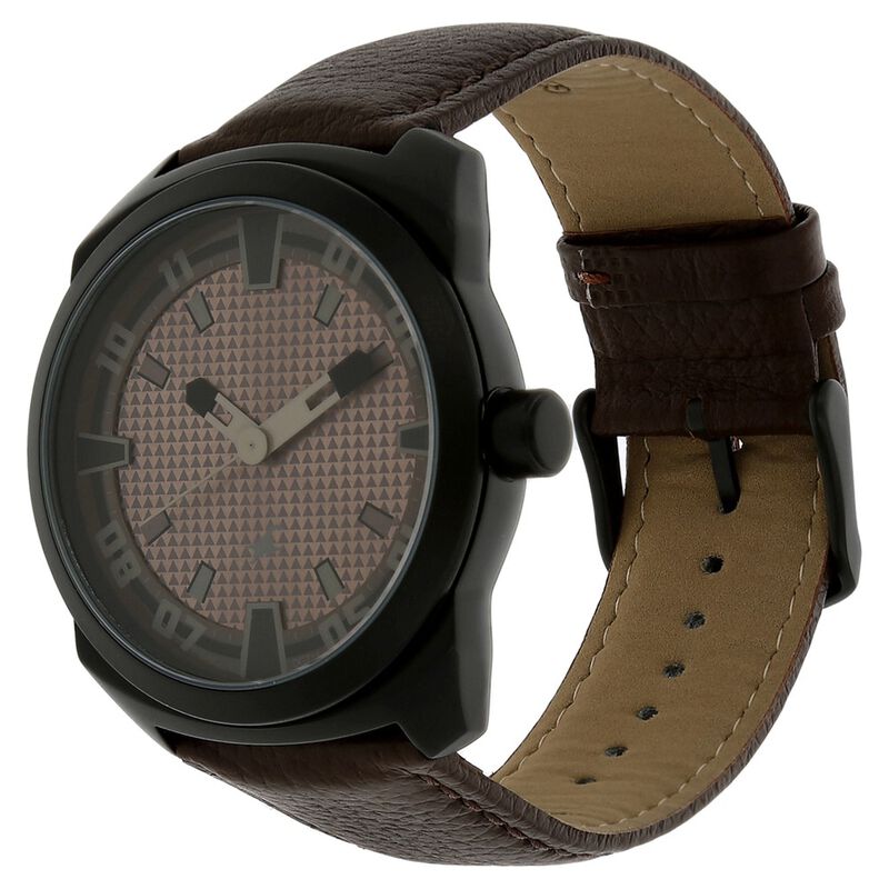 Fastrack Quartz Analog Brown Dial Leather Strap Watch for Guys