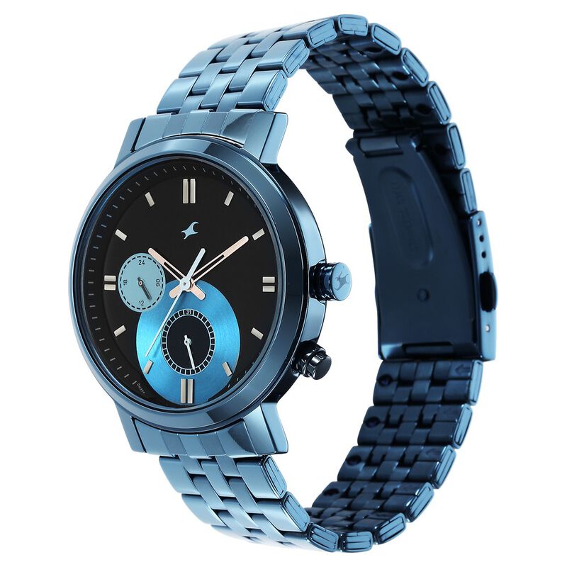 Fastrack Tick Tock Quartz Multifunction Black Dial Metal Strap Watch ...