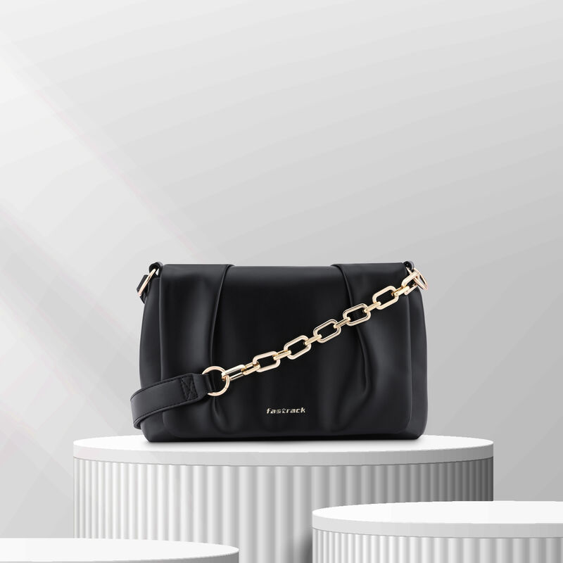 Buy Online Fastrack Pleated Shoulder Bag with Chain Detailing Sling in ...
