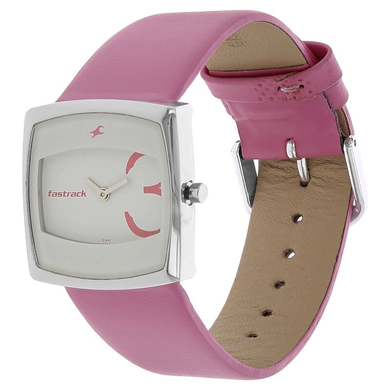 Fastrack Quartz Analog White Dial Leather Strap Watch for Girls