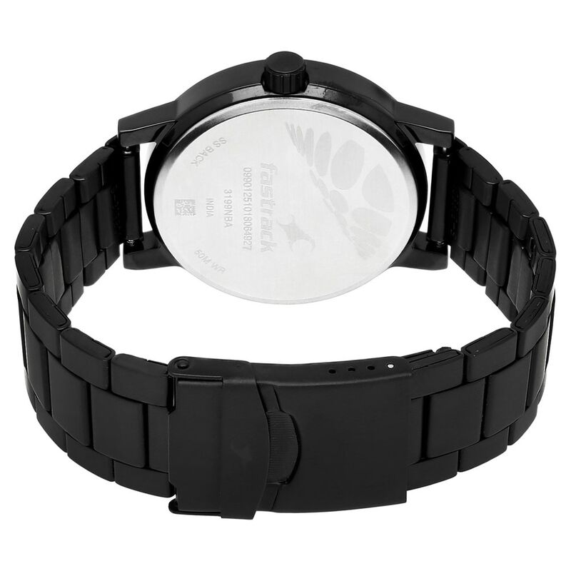 Fastrack Road Trip Quartz Analog Black Dial Stainless Steel Strap Watch for Guys