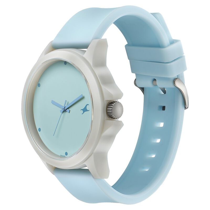 Fastrack Tees Quartz Analog Blue Dial Silicone Strap Unisex Watch