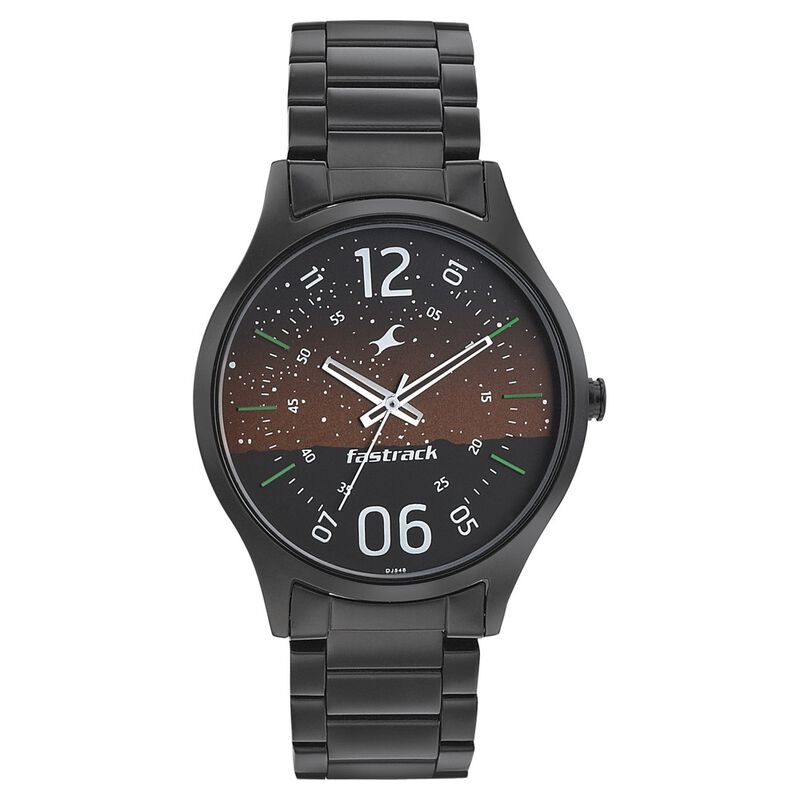 Fastrack Space Rover Quartz Analog Brown Dial Stainless Steel Strap ...