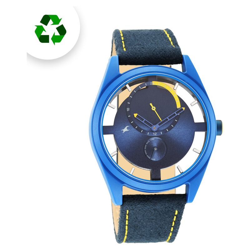 Fastrack Revibe Quartz Multifunction Blue Dial Fabric Strap Watch for Guys