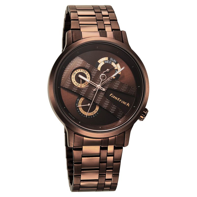 Fastrack Exuberant Quartz Multifunction Brown Dial Stainless Steel ...