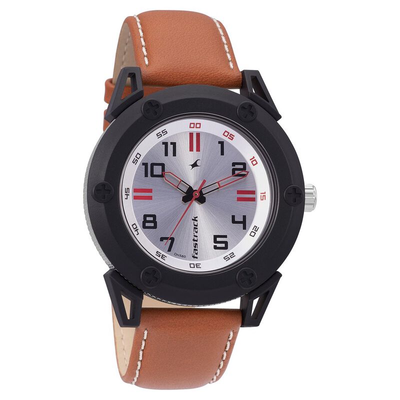 Buy Online Fastrack Modular Quartz Analog Silver Dial Leather Strap ...