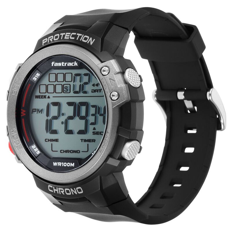 Fastrack Streetwear Digital Grey Dial Silicone Strap Watch for Guys