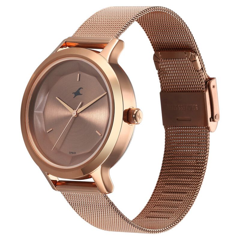 Fastrack Fleek Quartz Analog Rose Gold Dial Stainless Steel Strap Watch ...