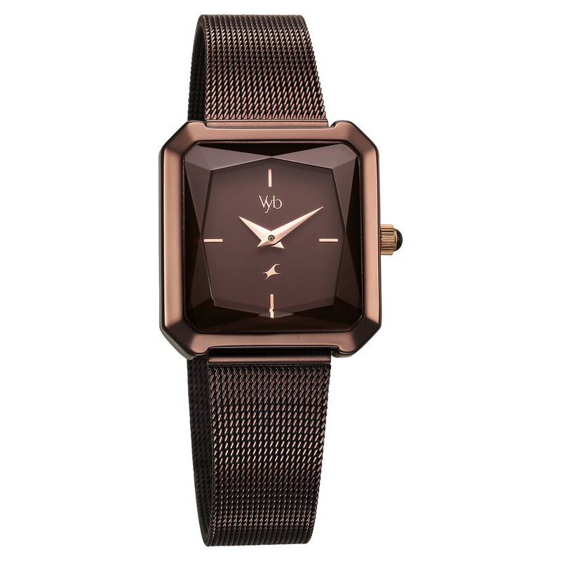 Fastrack Vyb Flare Quartz Analog Brown Dial Stainless Steel Strap Watch ...