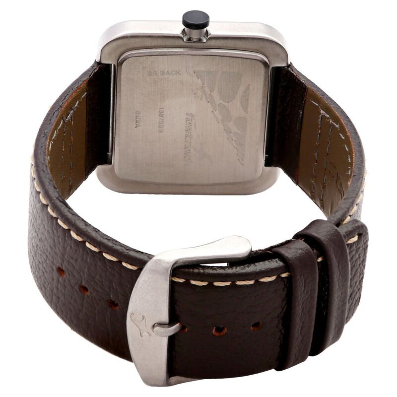 Fastrack Quartz Analog White Dial Leather Strap Watch for Guys