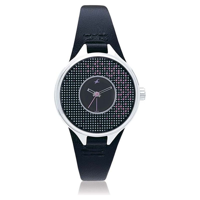 Buy Online Fastrack Quartz Analog Black Dial Leather Strap Watch for ...