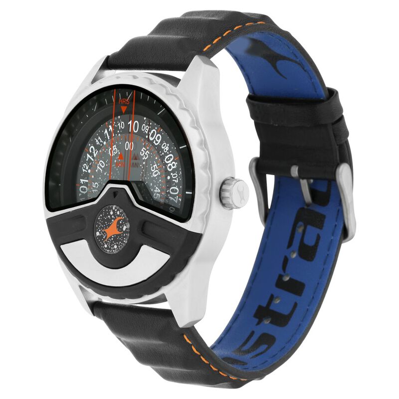 Fastrack Space Rover Quartz Analog Grey Dial Leather Strap Watch for Guys