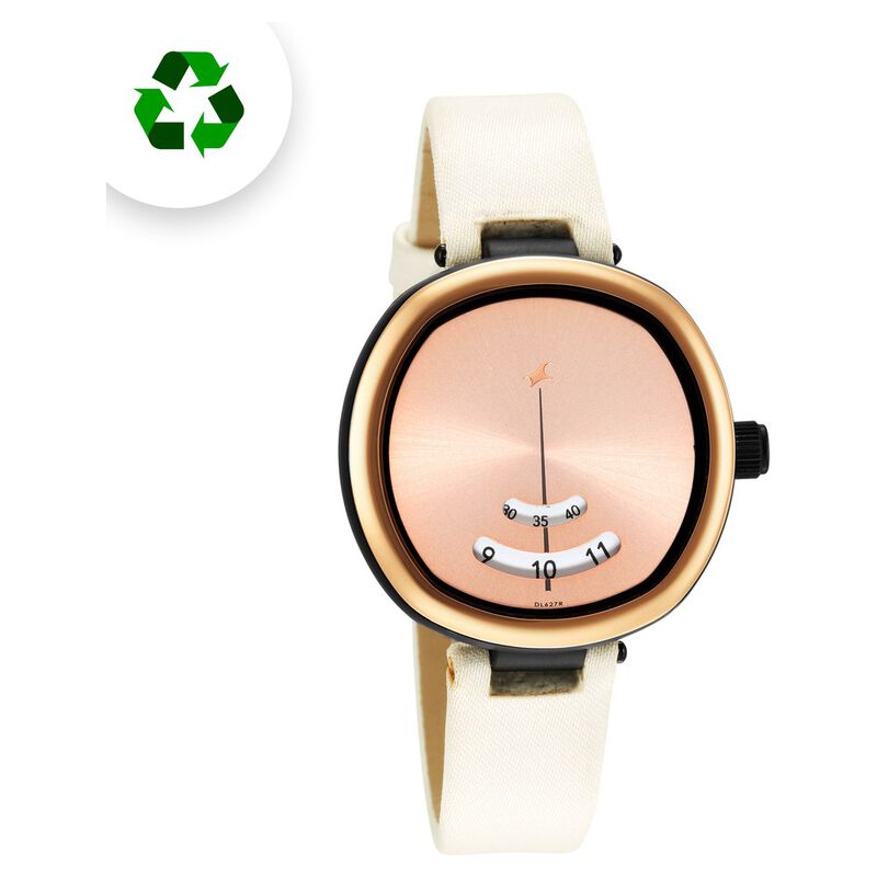 Fastrack Revibe Quartz Analog Rose gold Dial Fabric Strap Watch for Girls