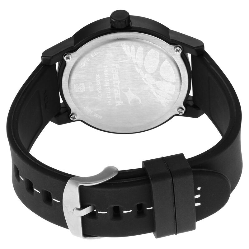 Fastrack Tees Quartz Analog Black Dial Silicone Strap Watch for Guys