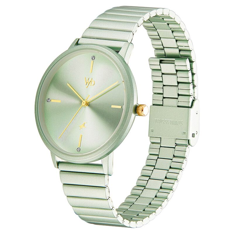 Fastrack Vyb Bliss Quartz Analog Green Dial Stainless Steel Strap Watch ...