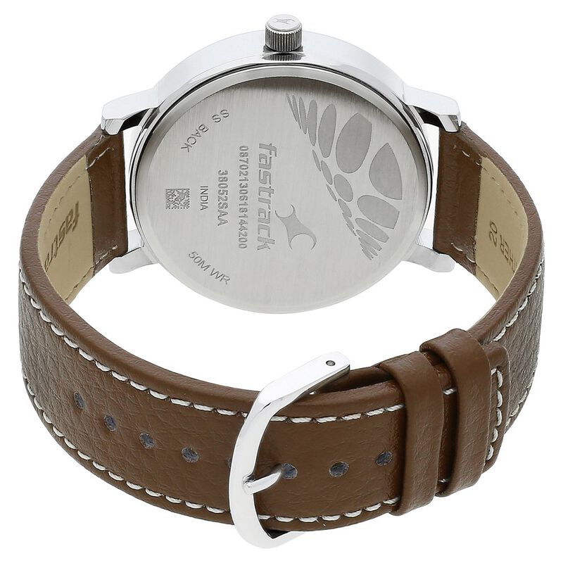 Fastrack Bold Quartz Analog White Dial Leather Strap Watch for Guys