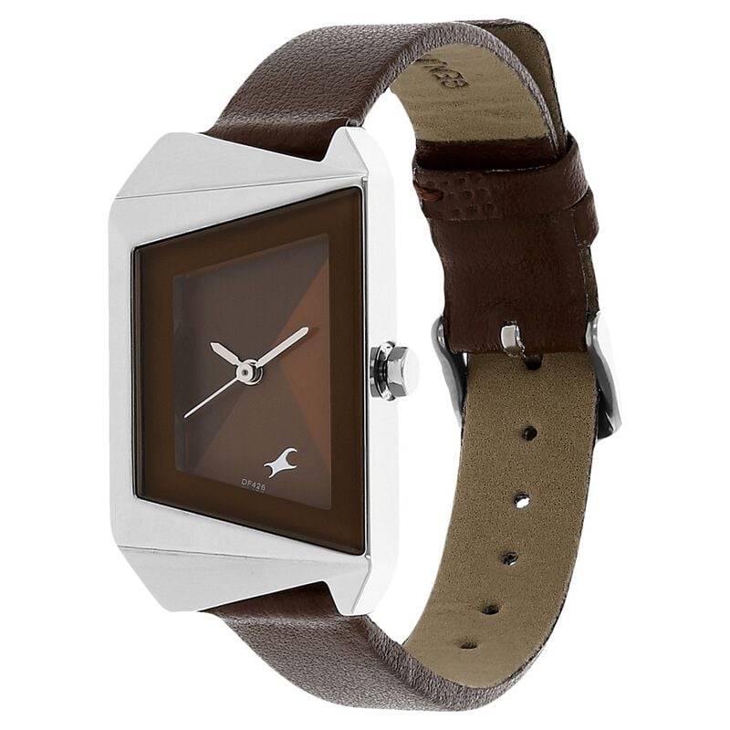 Fastrack Quartz Analog Brown Dial Leather Strap Watch for Girls