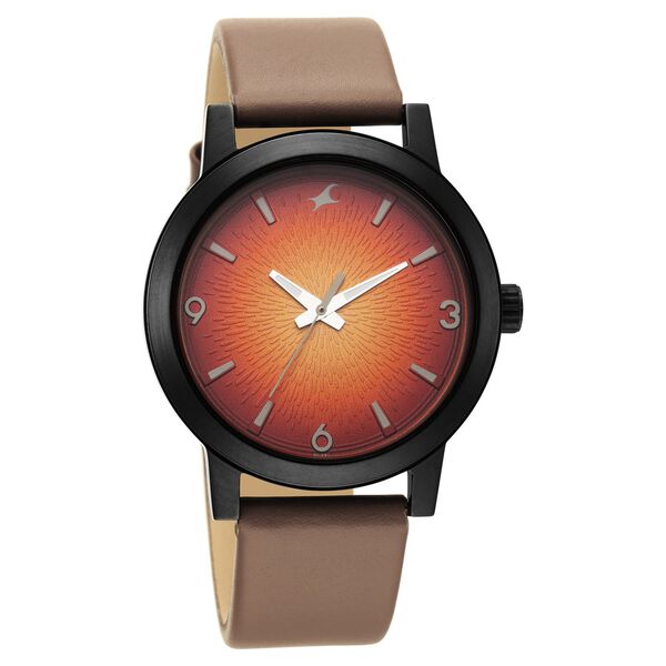 Buy Online Fastrack Stunners Quartz Analog Orange Dial Leather Strap ...