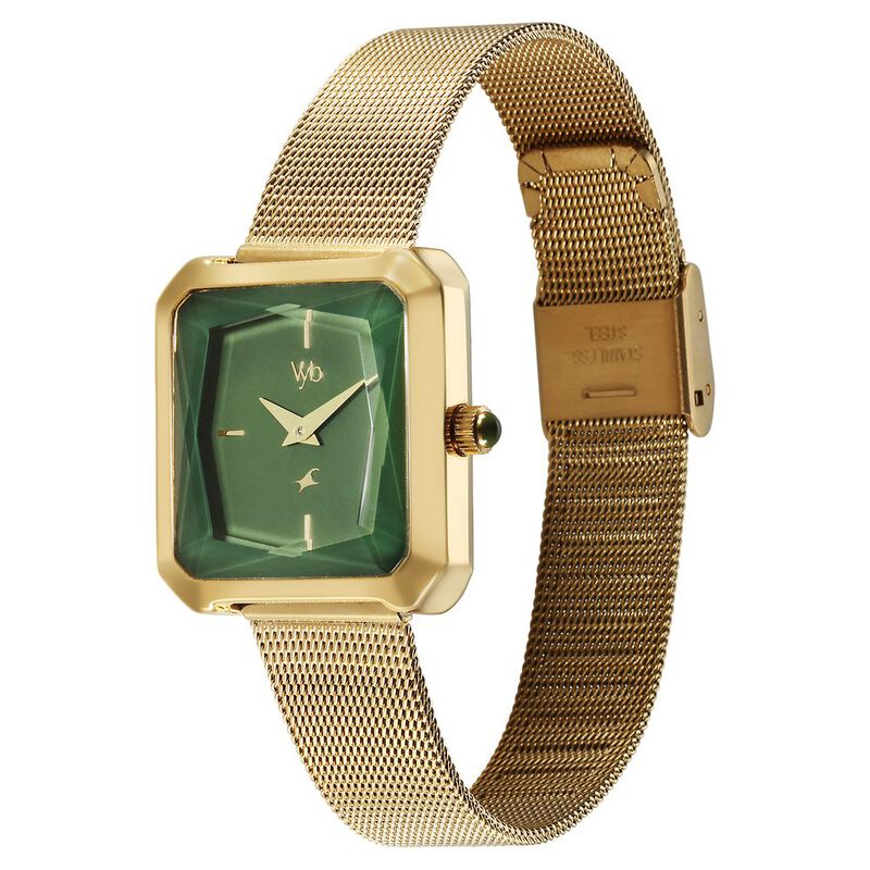 Fastrack Vyb Flare Quartz Analog Green Dial Stainless Steel Strap Watch ...