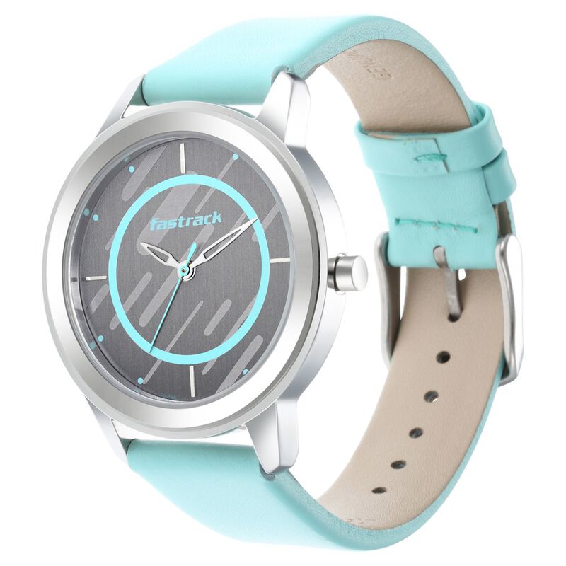 Fastrack Wear Your Look Quartz Analog Grey Dial Leather Strap Watch for ...
