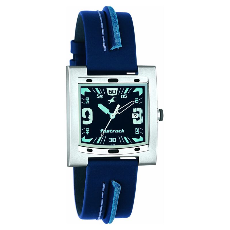 Buy Online Fastrack Quartz Analog Blue Dial Leather Strap Watch for ...