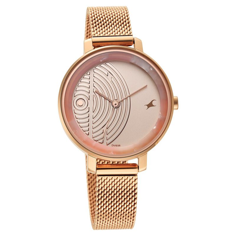 Fastrack Younique Quartz Analog Rose Gold Dial Stainless Steel Strap ...