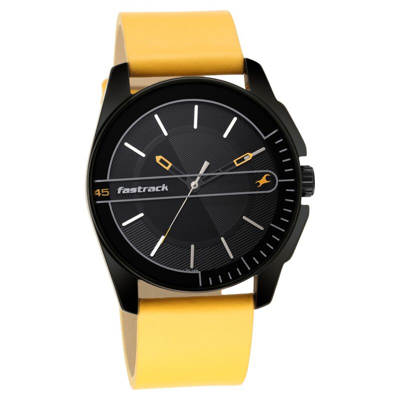 Buy Online Fastrack Wear Your Look Quartz Analog Black Dial Leather ...
