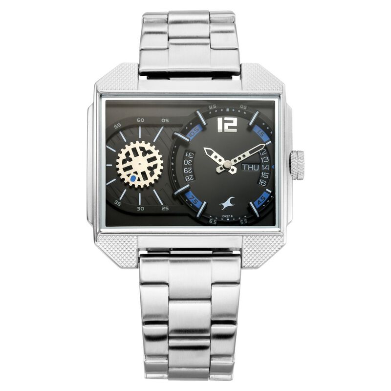Fastrack Fastfit Quartz Analog with Day and Date Black Dial Stainless ...