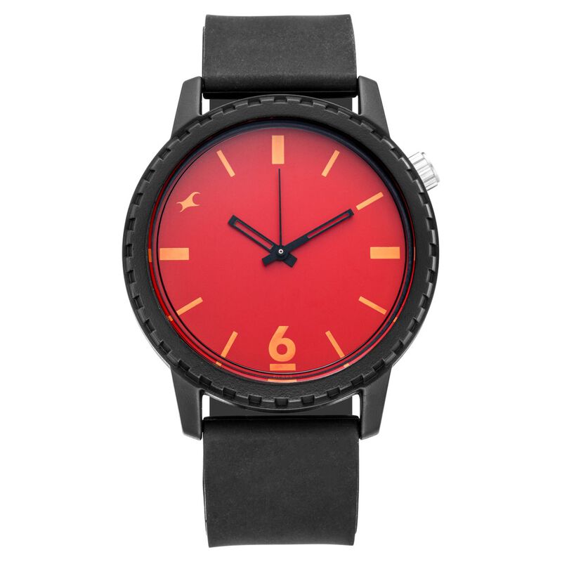 Fastrack Quartz Analog Red Dial Silicone Strap Watch for Unisex