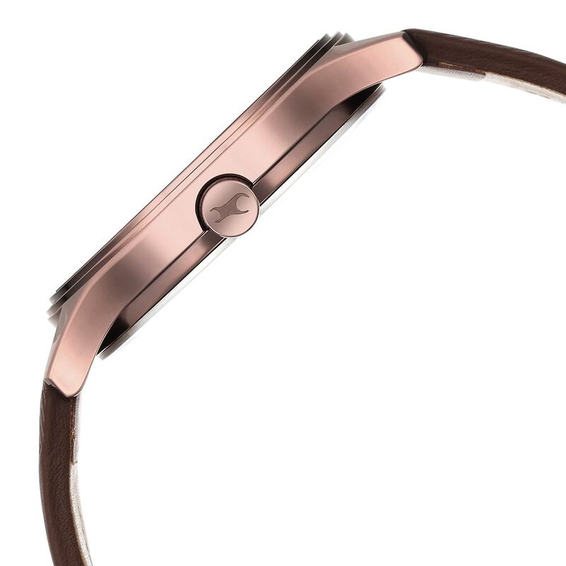 Fastrack Style Up Brown Dial Leather Strap Watch for Guys