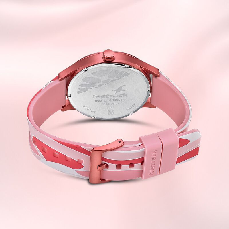 Fastrack Topicals Quartz Analog Pink Dial Silicone Strap Unisex Watch