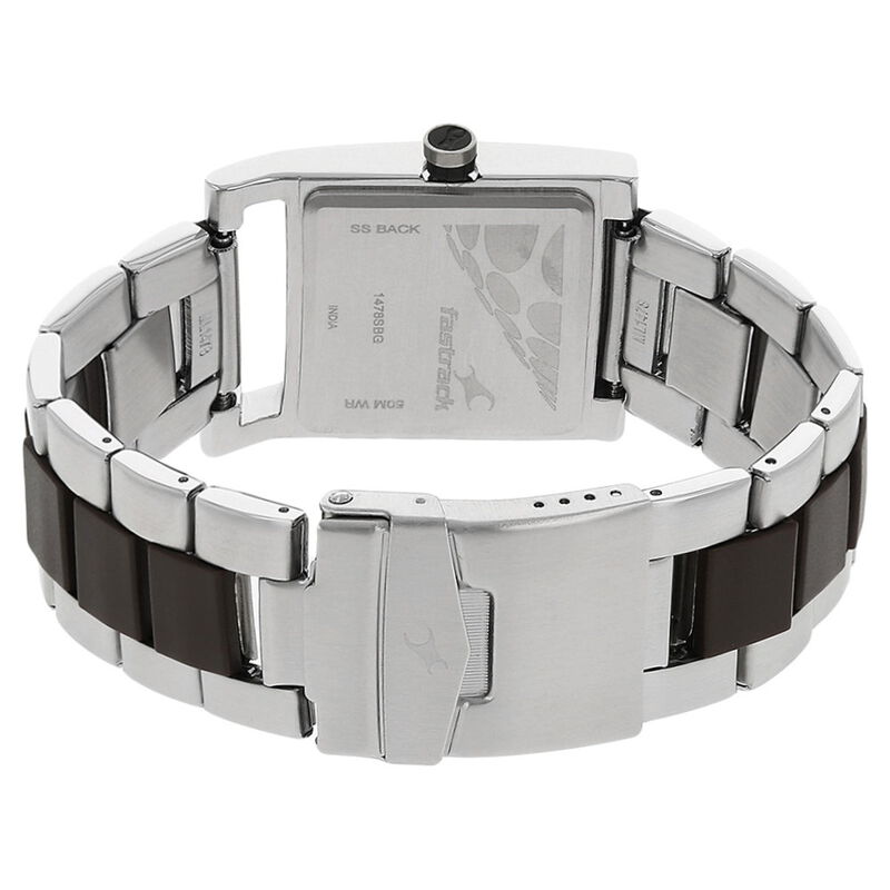 Fastrack Quartz Analog Brown Dial Stainless Steel Strap Watch for Guys