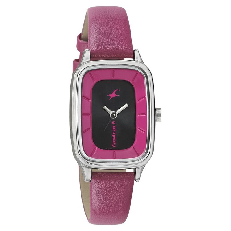 Buy Online Fastrack Quartz Analog Black Dial Leather Strap Watch for ...