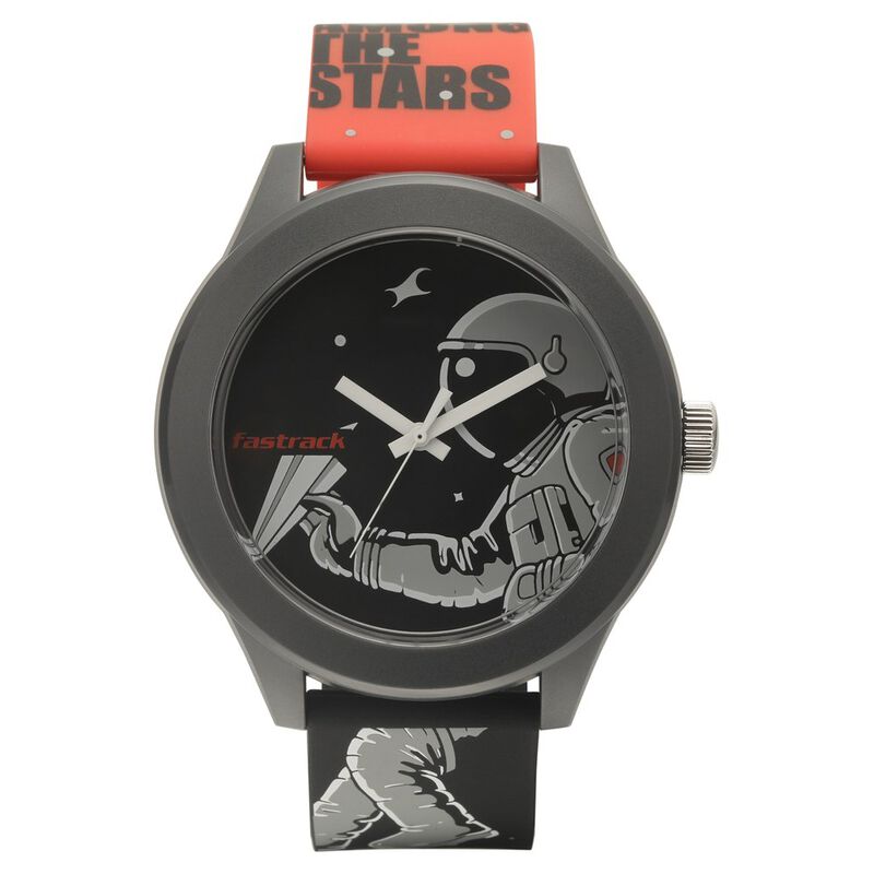 Fastrack Space Rover Quartz Analog Black Dial Silicone Strap Unisex Watch