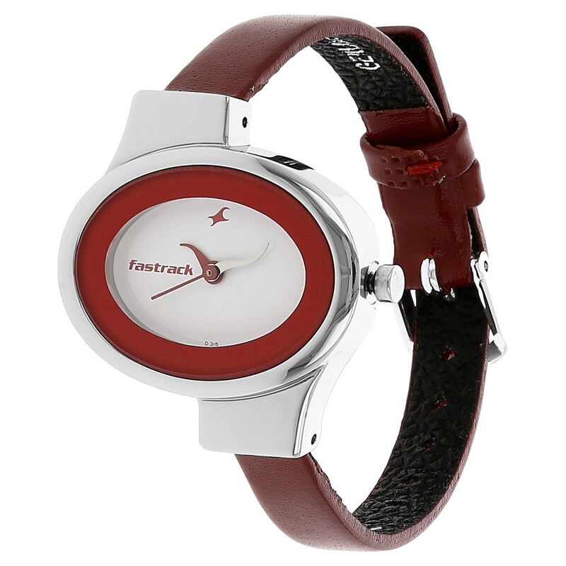 Fastrack Economy Quartz Analog White Dial Leather Strap Watch for Girls