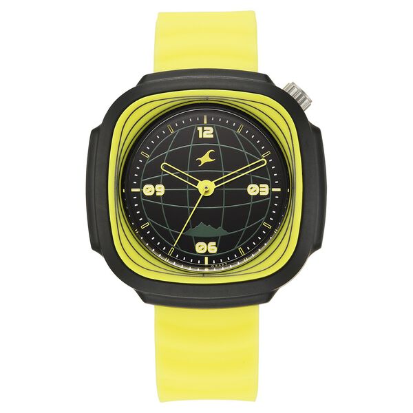 Buy Online Fastrack Hype Adventure Quartz Analog Black Dial Yellow ...