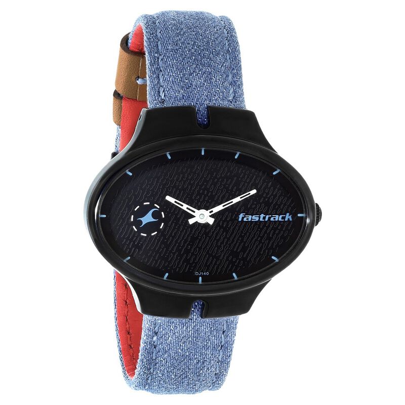 Fastrack Denim Quartz Analog Black Dial Denim Strap Watch for Girls