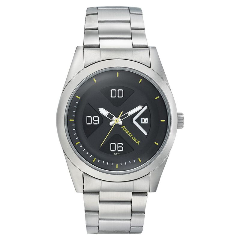 Fastrack Go Skate Quartz Analog with Date Black Dial Stainless Steel ...