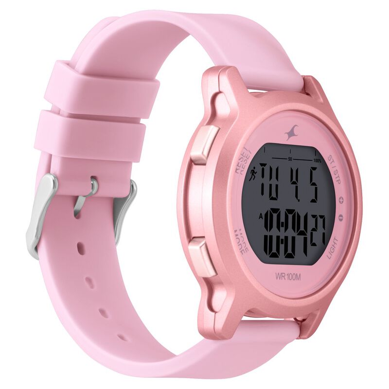 Fastrack Street Line Digital Dial Pink Silicone Strap Watch for Girls