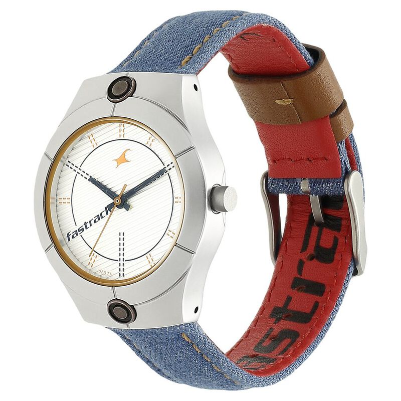 Fastrack Denim Quartz Analog Silver Dial Fabric Strap Watch for Girls