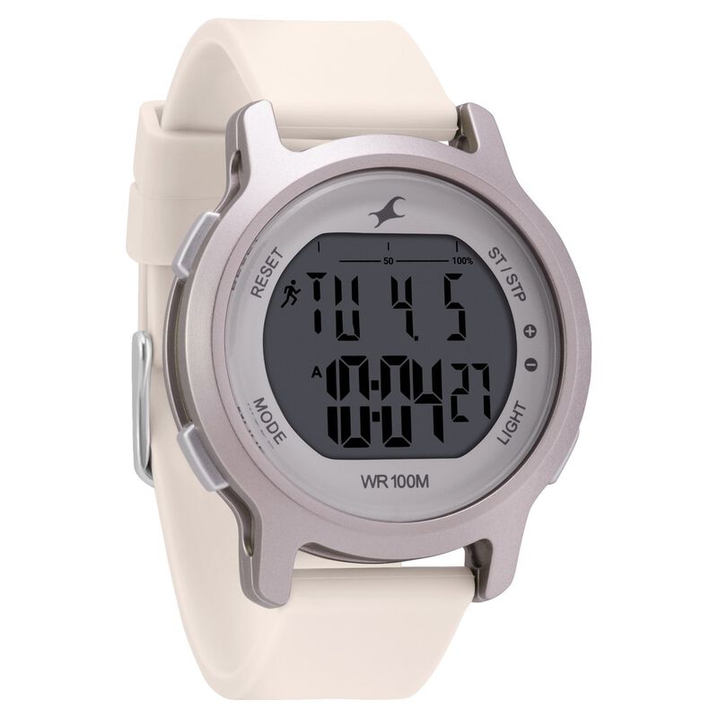 Buy Online Fastrack Street Line Digital Dial Beige Silicone Strap Watch ...