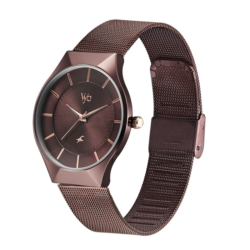 Fastrack Vyb Successor Quartz Analog Maroon Dial Stainless Steel Strap ...