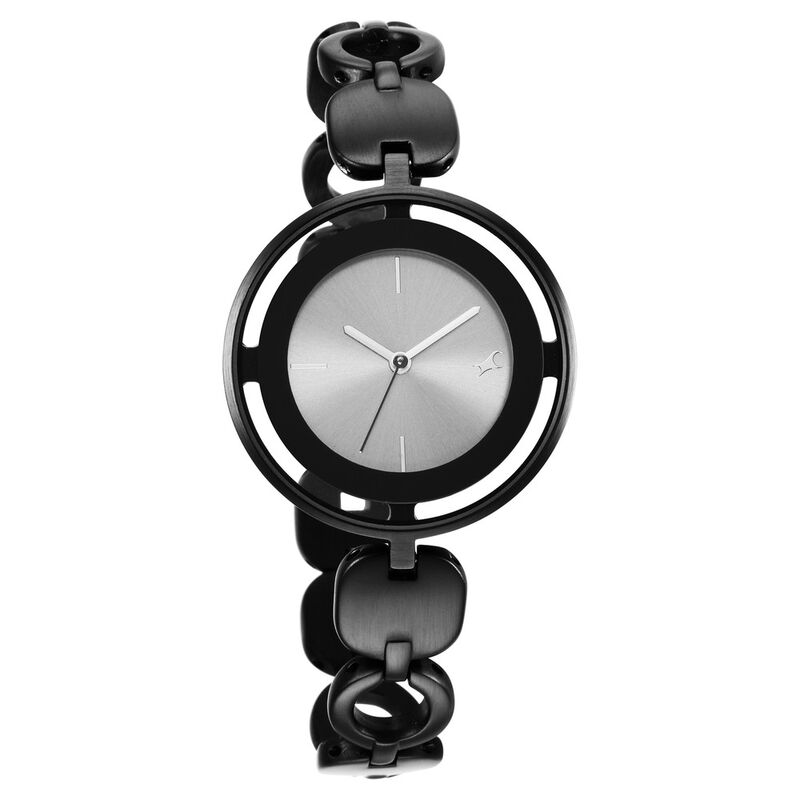 Buy Online Fastrack Glitch Quartz Analog Grey Dial Metal Strap Watch ...