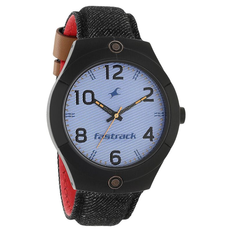 Fastrack Denim Quartz Analog Blue Dial Denim Strap Watch for Guys
